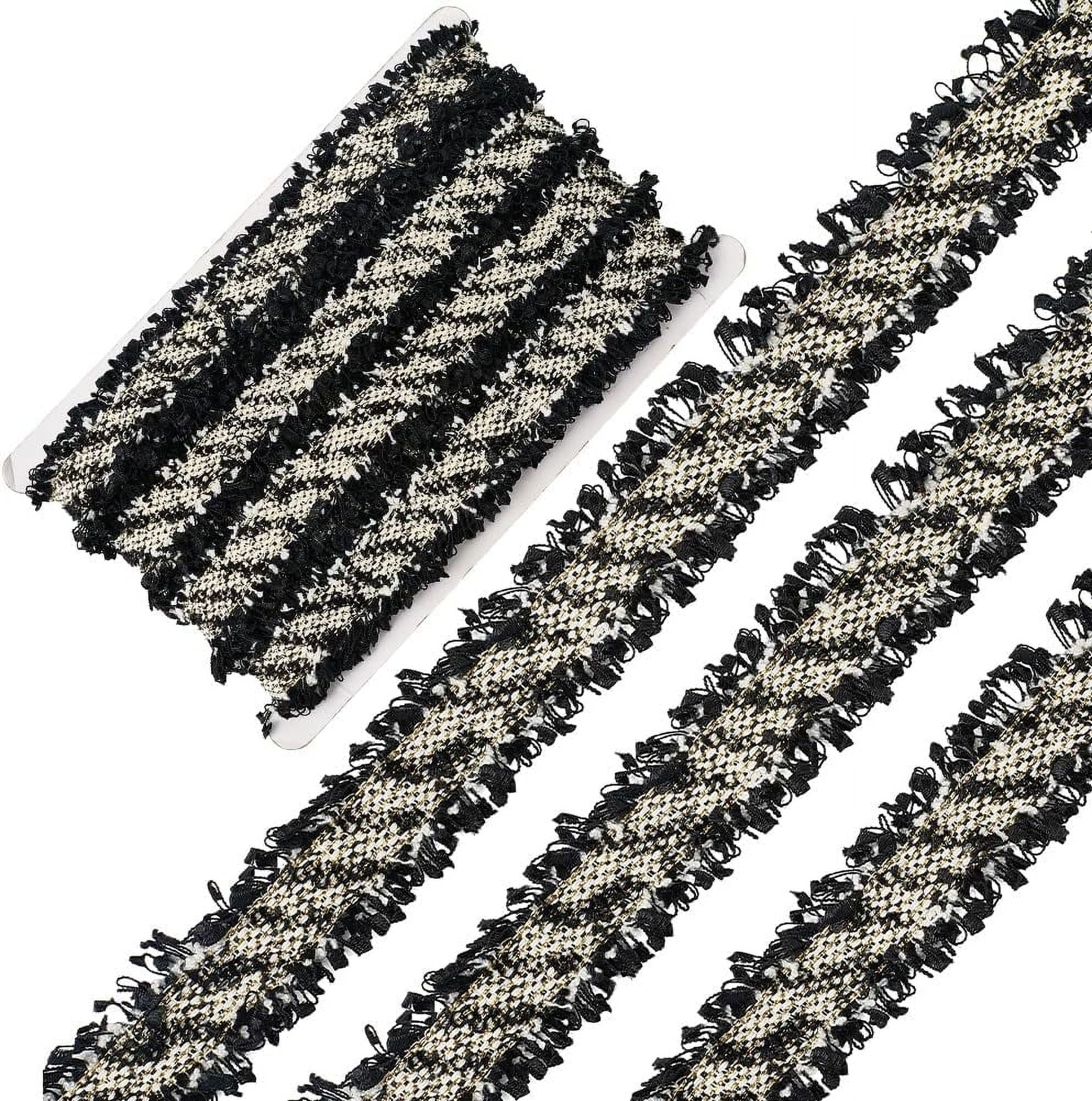 10 Yards Black Embroidery Applique Ribbon Luxury Tweed Fabric Trimmings ...