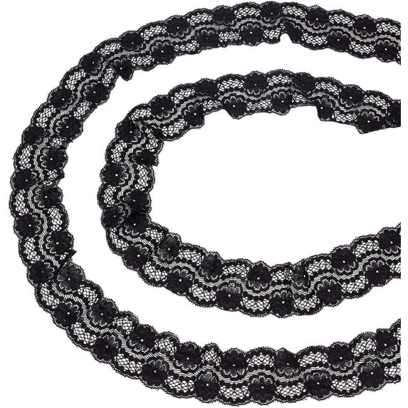 10 Yards Black Flower Lace Ribbon 1-7/8 inch Wide Lace Fabric Ribbon ...