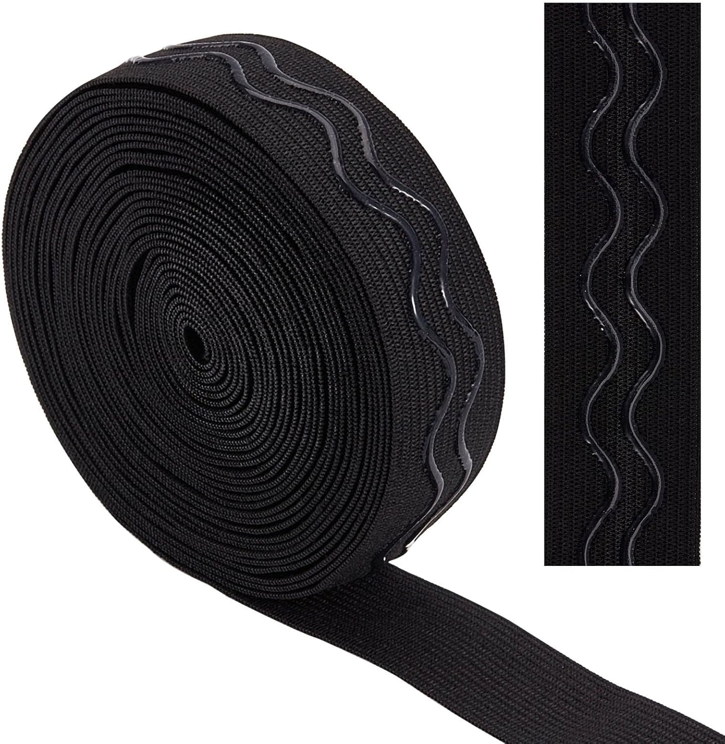 10 Yards Black Heavy Stretch Knit Elastic Band Non-Slip 1 Inch 25mm ...