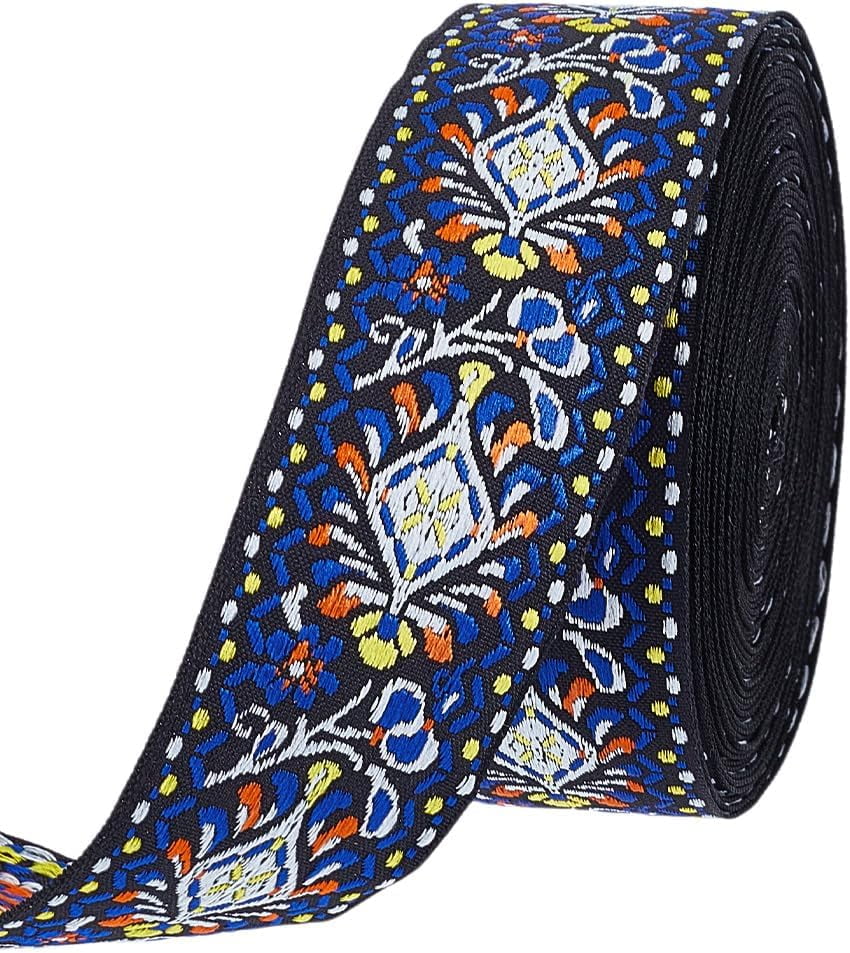 10 Yards Boho Jacquard Ribbon 1.57 Inch Wide Floral Embroidered Fabric ...