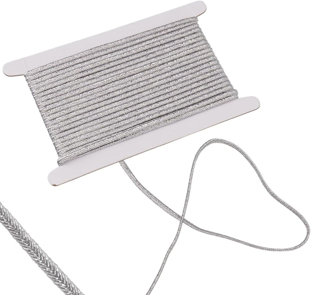 10 Yards Metallic Cord 0.2" Silver Dreadlock Rope Hair Wrap Woven ...