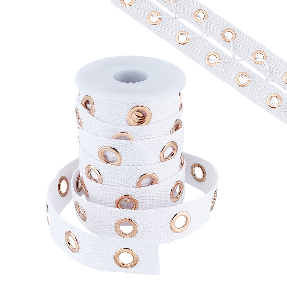 10 Yards Cotton Ribbons with Brass Eyelet Rings for Garment Accessories ...