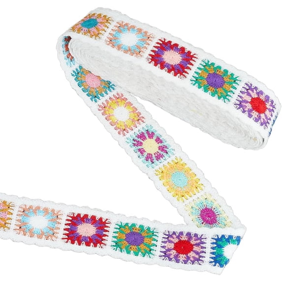 10 Yards Crochet Flower Webbing Strap 2 Inch White Ethnic Style Webbing ...
