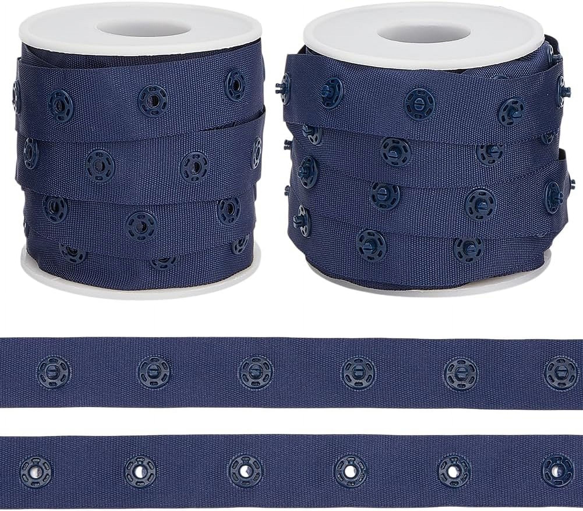 10 Yards Dark Blue Snap Tape for Sewing 0.7 Inch Wide Polyester Crafts ...