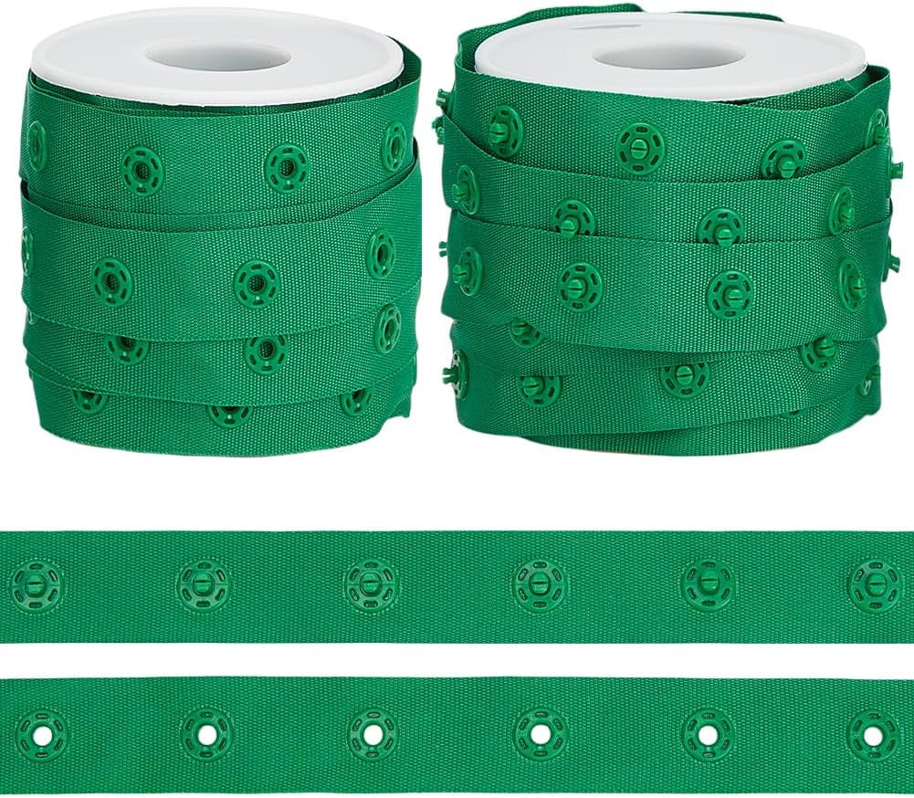 10 Yards Dark Green Snap Tape for Sewing 0.7 Inch Wide Polyester Crafts ...