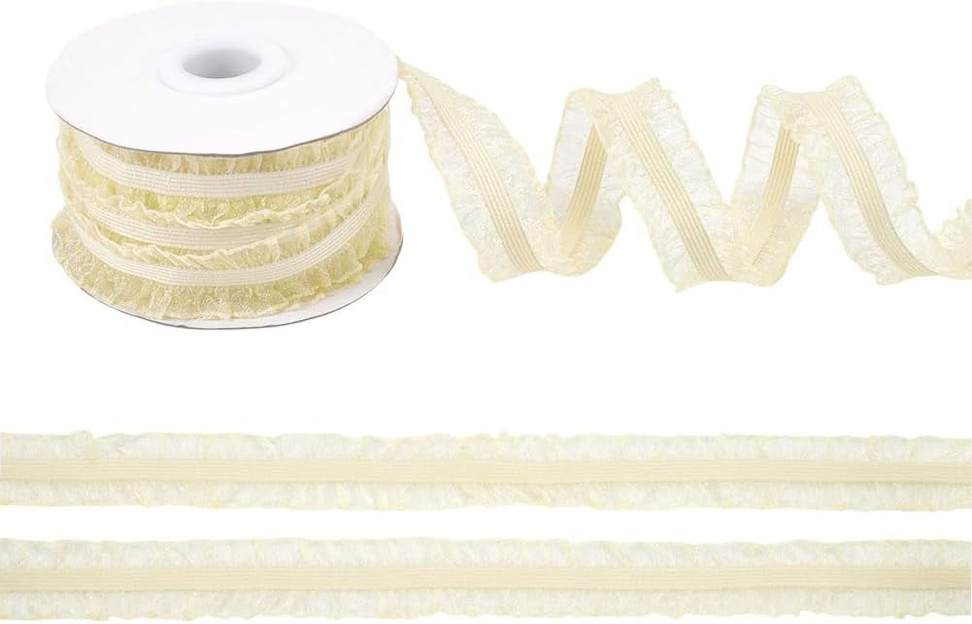 10 Yards Double Ruffle Lace Trim Lemon Chiffon 3/4 inch Wide Ruffle ...