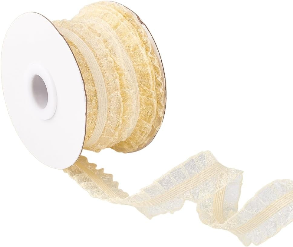 10 Yards Double Ruffle Lace Trim Lemon Chiffon 3/4 inch Wide Ruffle ...