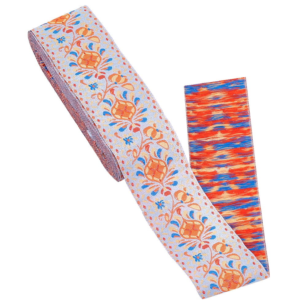 10 Yards Ethnic Style Embroidery Polyester Ribbons Floral Leaf Pattern ...
