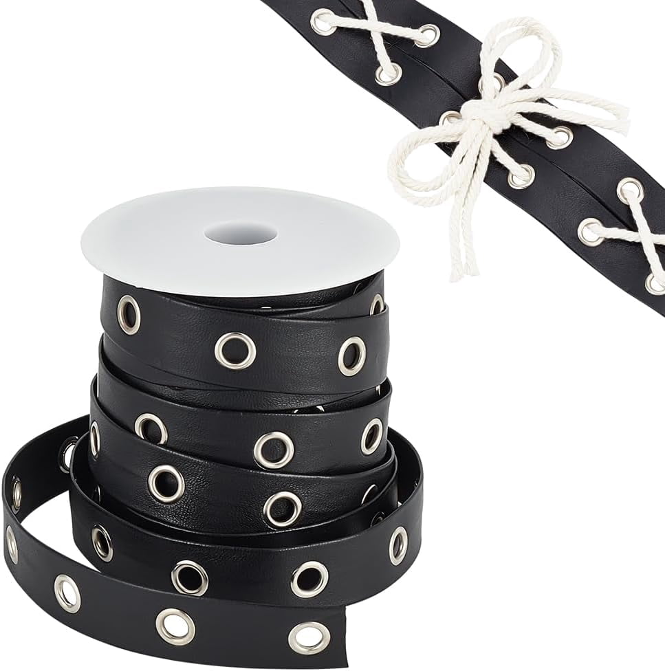 10 Yards Eyelet Trim with Grommets 19mm Black Imitation Leather Eyelet ...