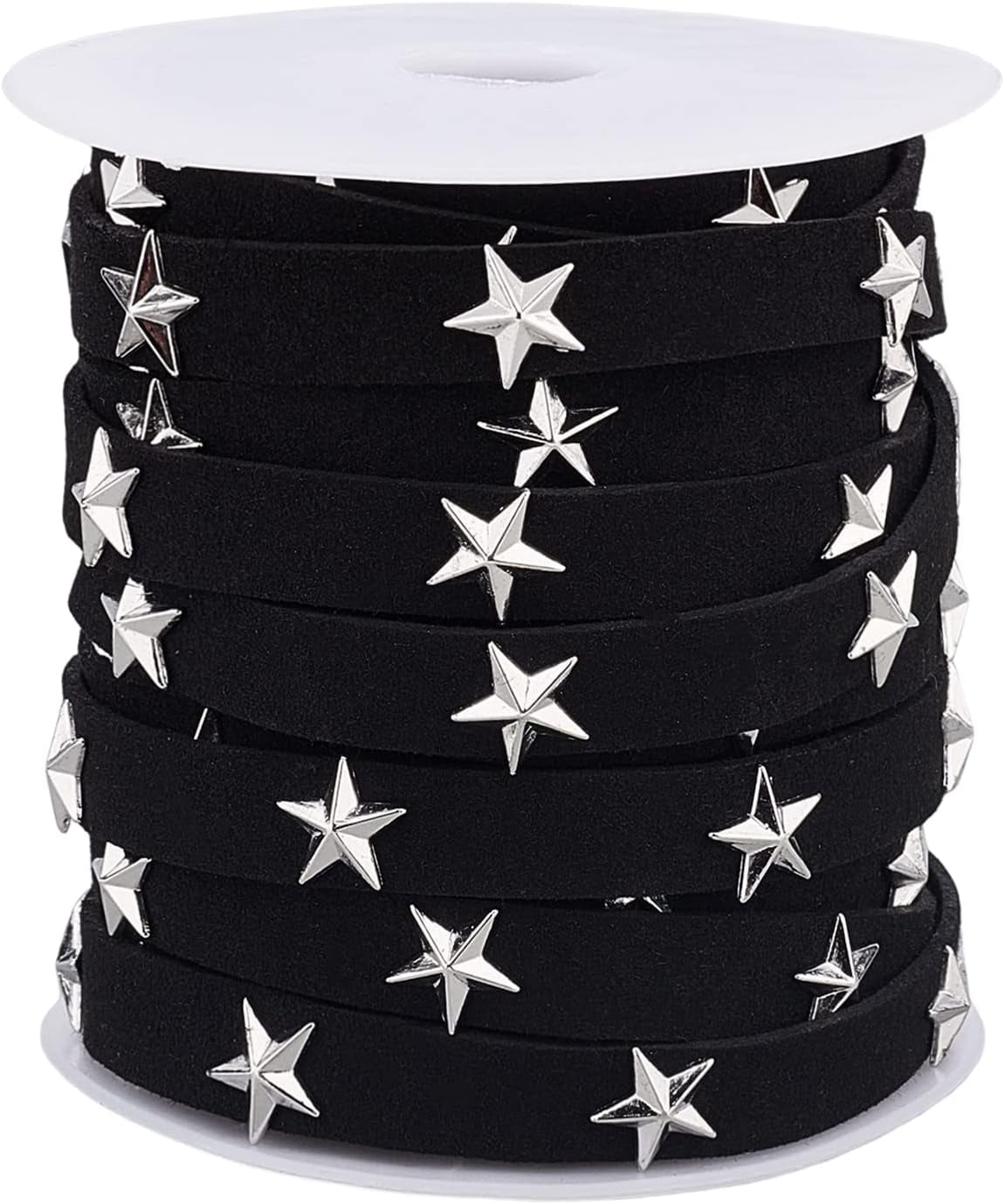 10 Yards Flat Faux Suede Ribbon Black Faux Leather Lace with Star Rivet ...