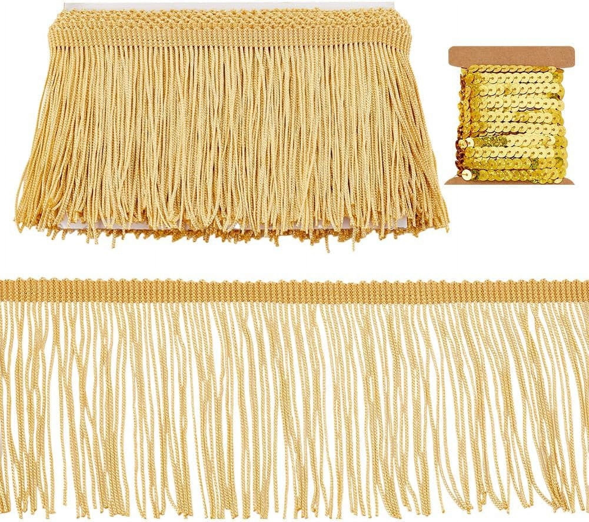 10 Yards Gold Fringe Trim 2 Styles Fabric Tassel Trim with Sequins ...