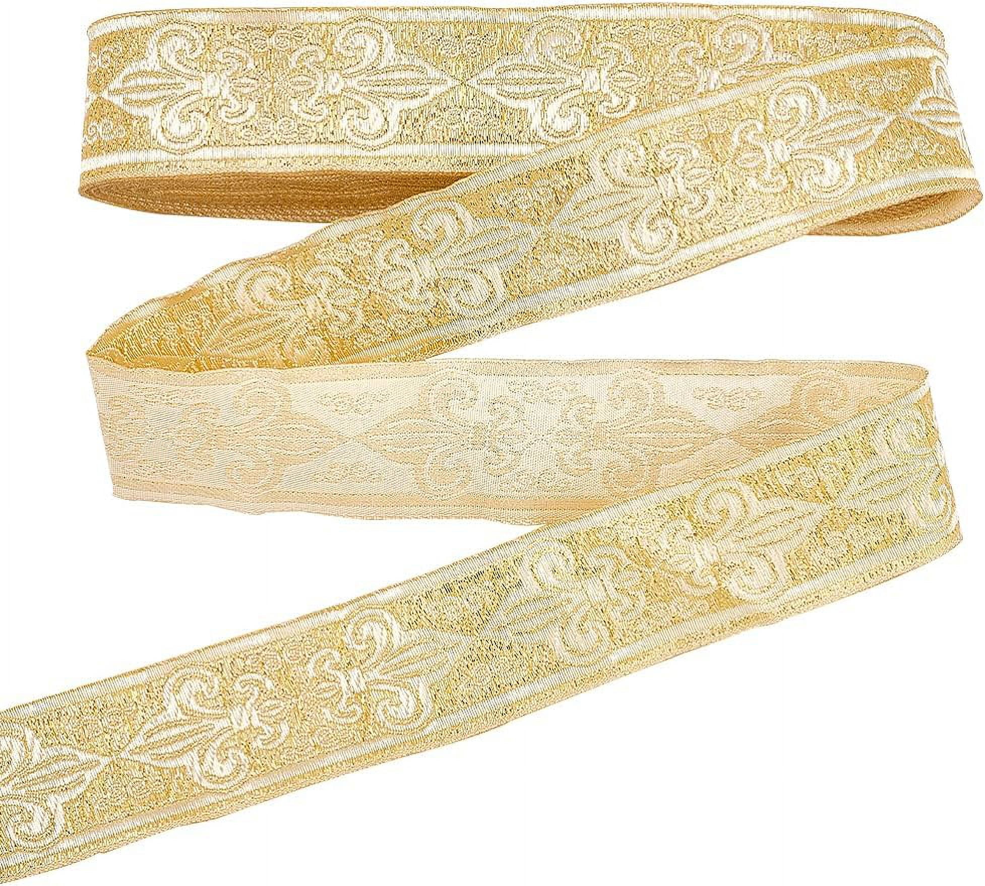 10 Yards Gold Jacquard Ribbon 1-1/4 Inch/3.2cm Boho Embroidery Jacquard ...
