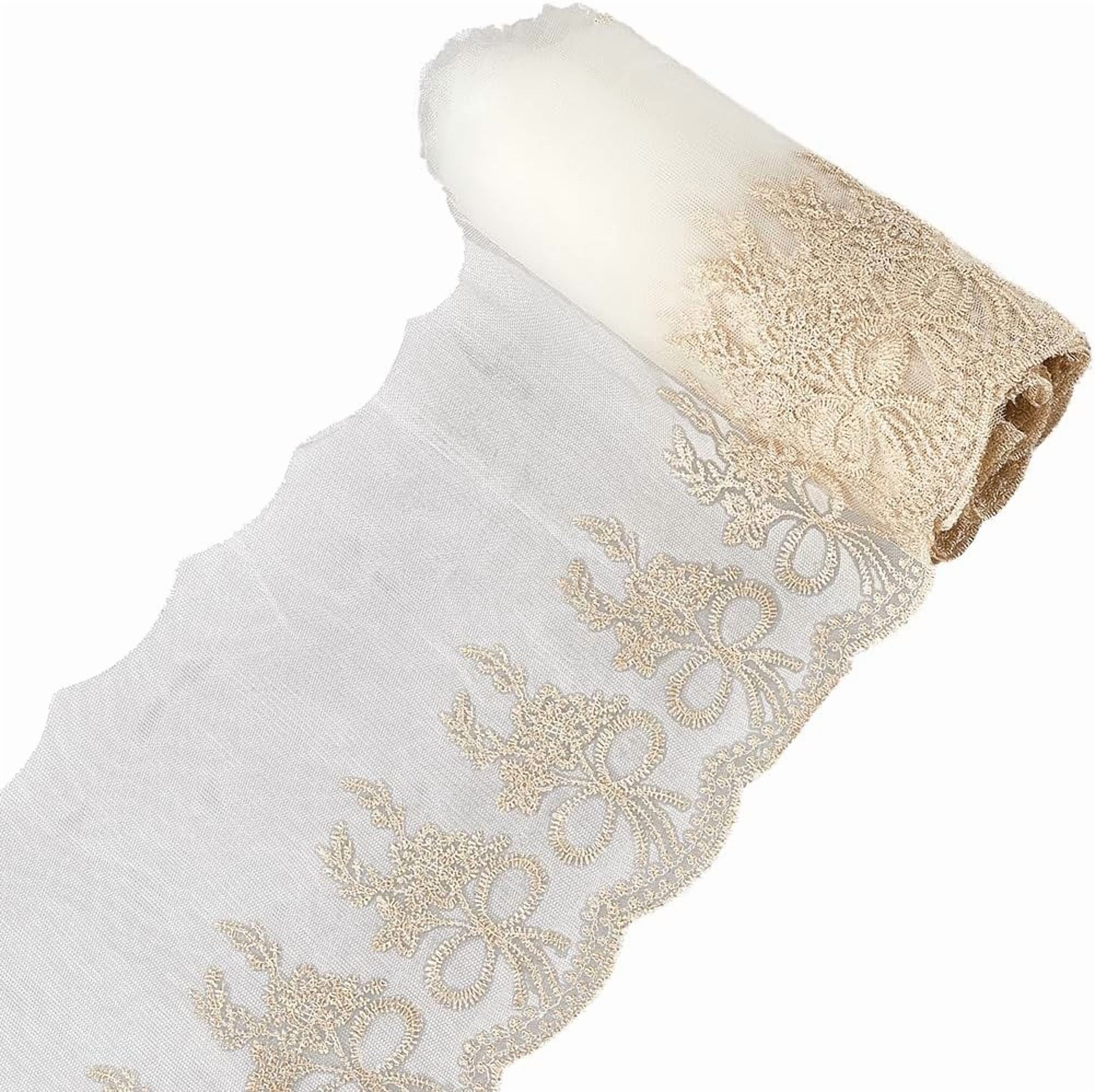 10 Yards Gold Tie Embroidered Lace Ribbon Trim Floral Mesh Lace Trim 7 ...