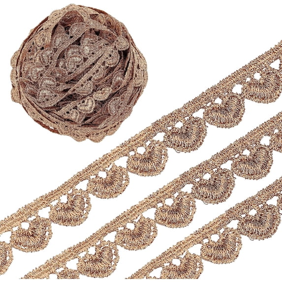 10 Yards Golden Lace Trim Venice Gold Metaillic Heart Ribbon Edge ...