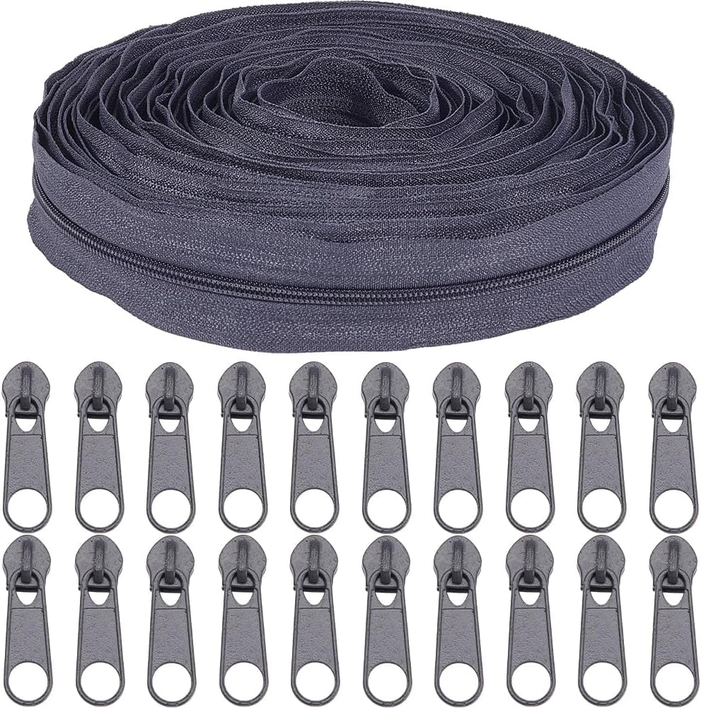 10 Yards Gray Zippers Nylon Invisible Tag Extension Replacements ...