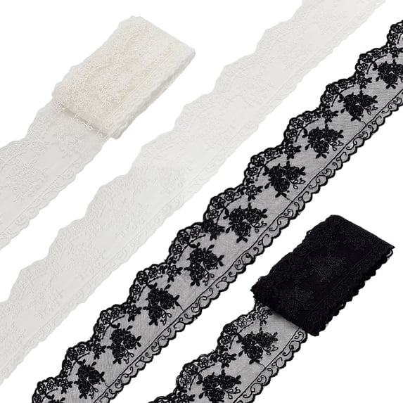 10 Yards Lace Trim Ribbon 3.27 Inch Width Europe Ribbon Black and White ...