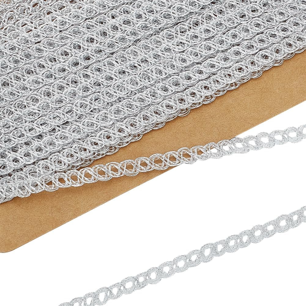 10 Yards Metallic Braid Trim 1/8 inch Wide Silver Metallic Gimp Braid ...