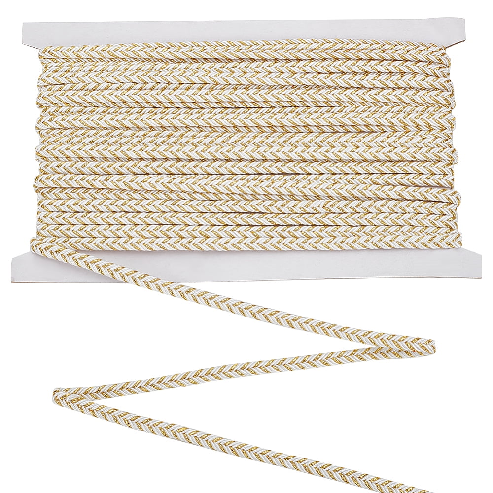 10 Yards Metallic Gimp Braid Cord 0.2inch Wide Golden White Thread ...