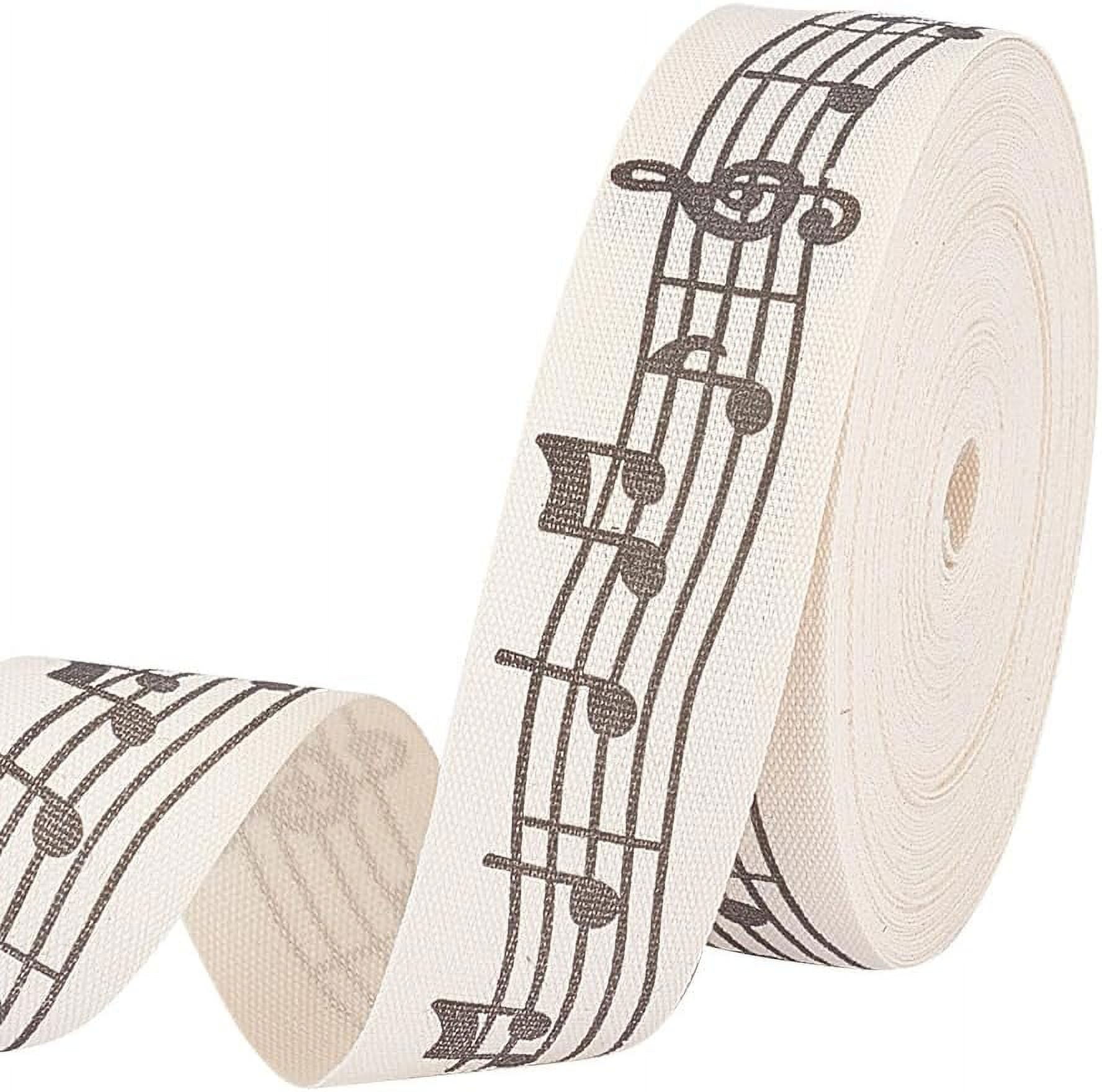 10 Yards Musical Note Print Ribbon Antique White Polyester Craft Ribbon ...
