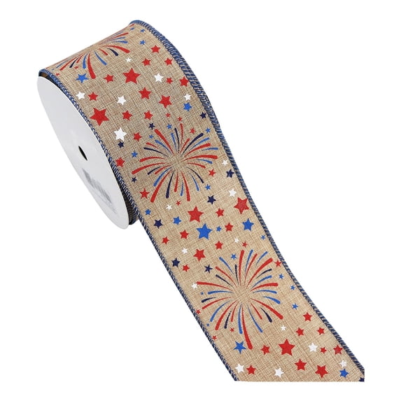 10 Yards Patriotic Ribbon, Red White Blue Wired Ribbon for 4th of July ...