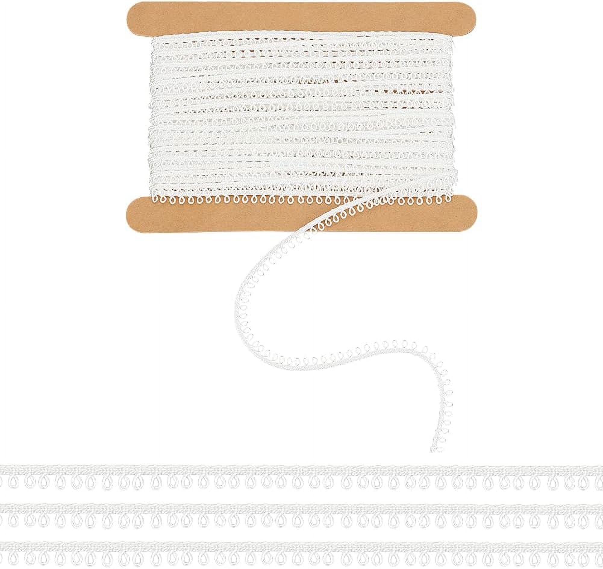 10 Yards Picot-Edge Lace Trim 1/8" Wide White Lace Ribbon with Loops ...