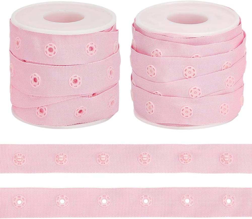 10 Yards Pink Snap Tape for Sewing 0.7 Inch Wide Polyester Crafts ...