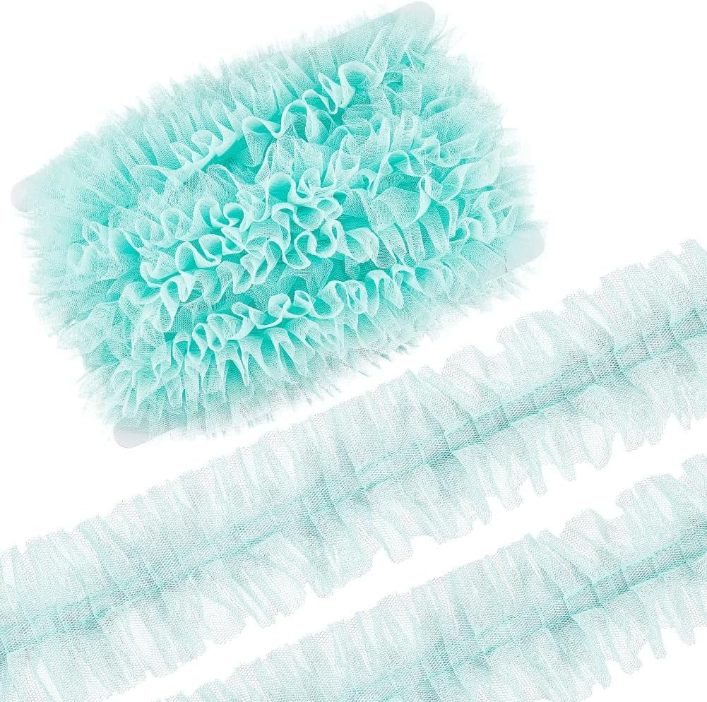 10 Yards Pleated Lace Edge Trim 2-3/8 inch Gathered Mesh Chiffon Ribbon ...