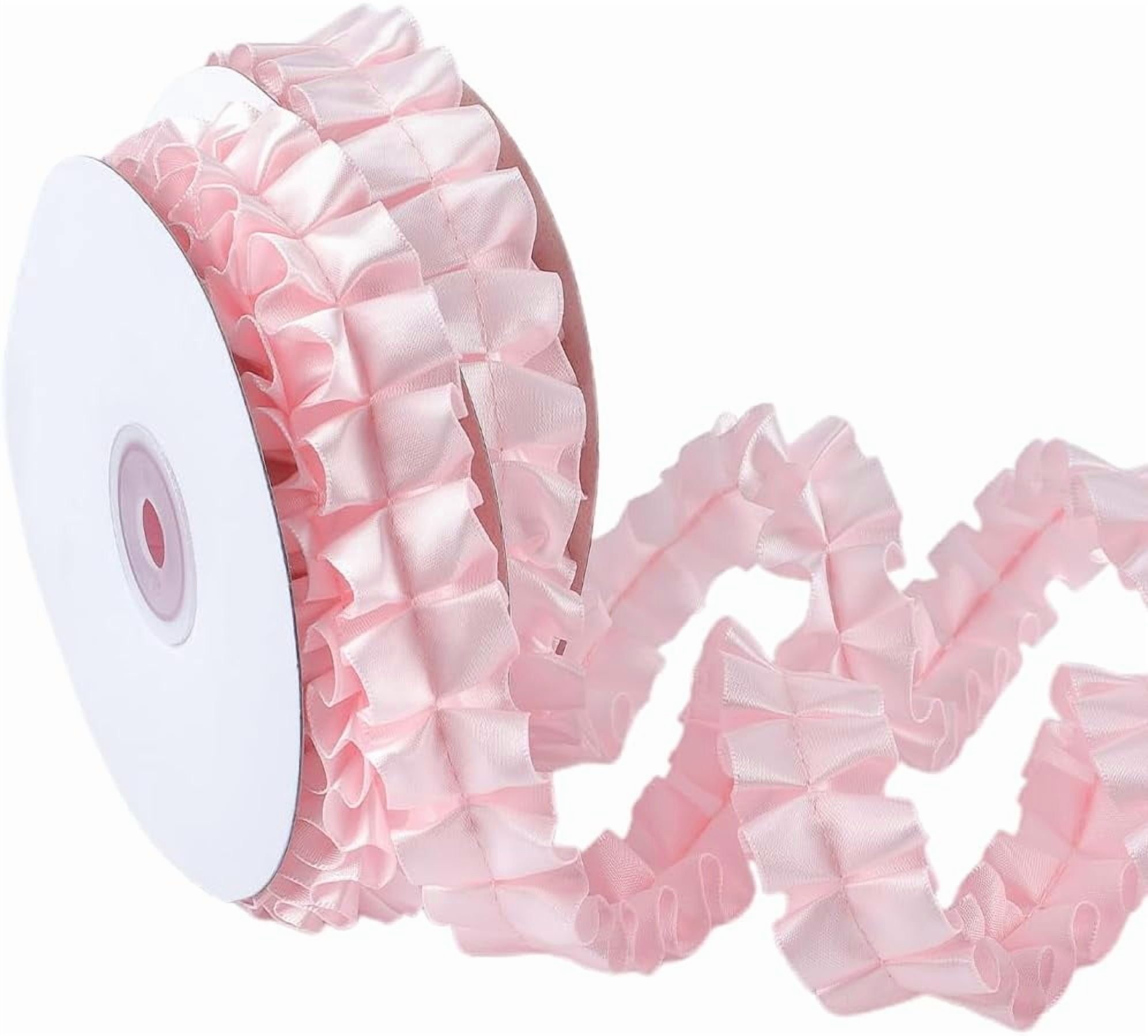 10 Yards Pleated Ribbon Trim Pink Vintage Satin Gathered Ruffle Edge ...