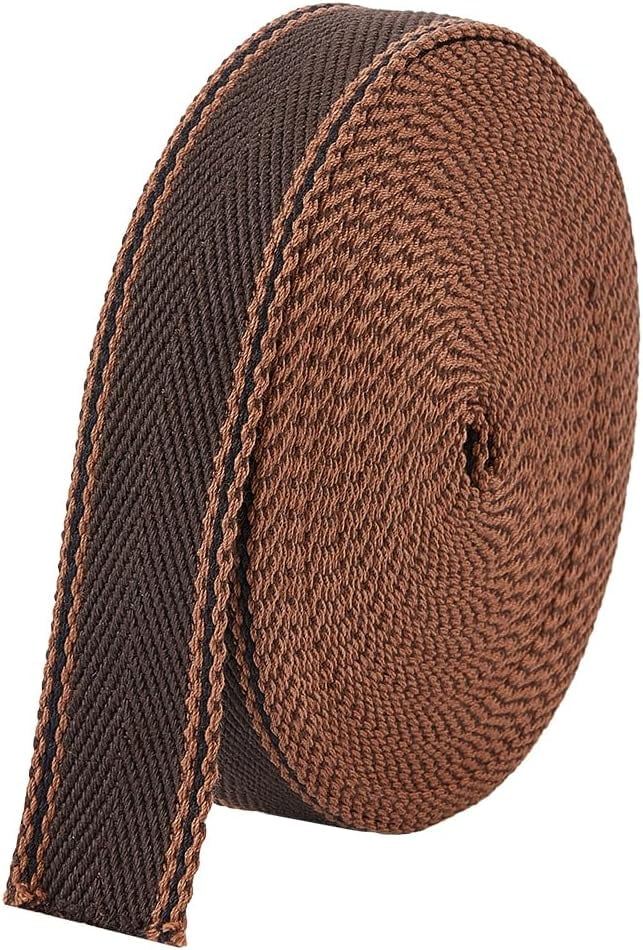 10 Yards Polycotton Striped Webbing 1-1/4 inch Wide Brown Stripe Edge ...