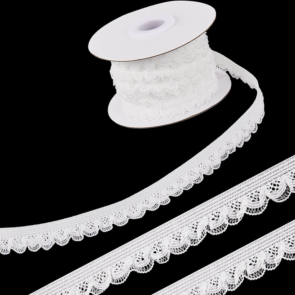 10 Yards Polyester Elastic Lace Trim Single Edged Flower Trimming for ...