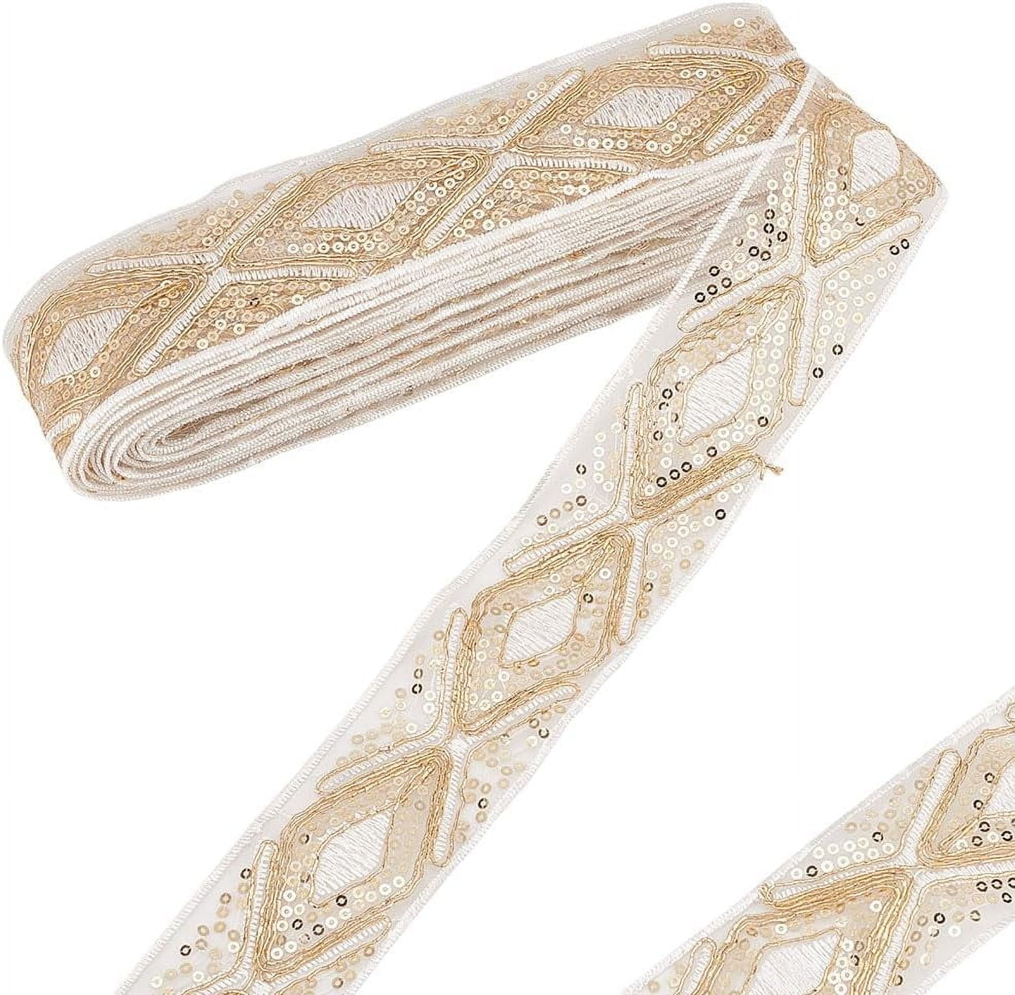 10 Yards Polyester Ribbons Jacquard Rhombus Ribbon with Sequins Garment ...