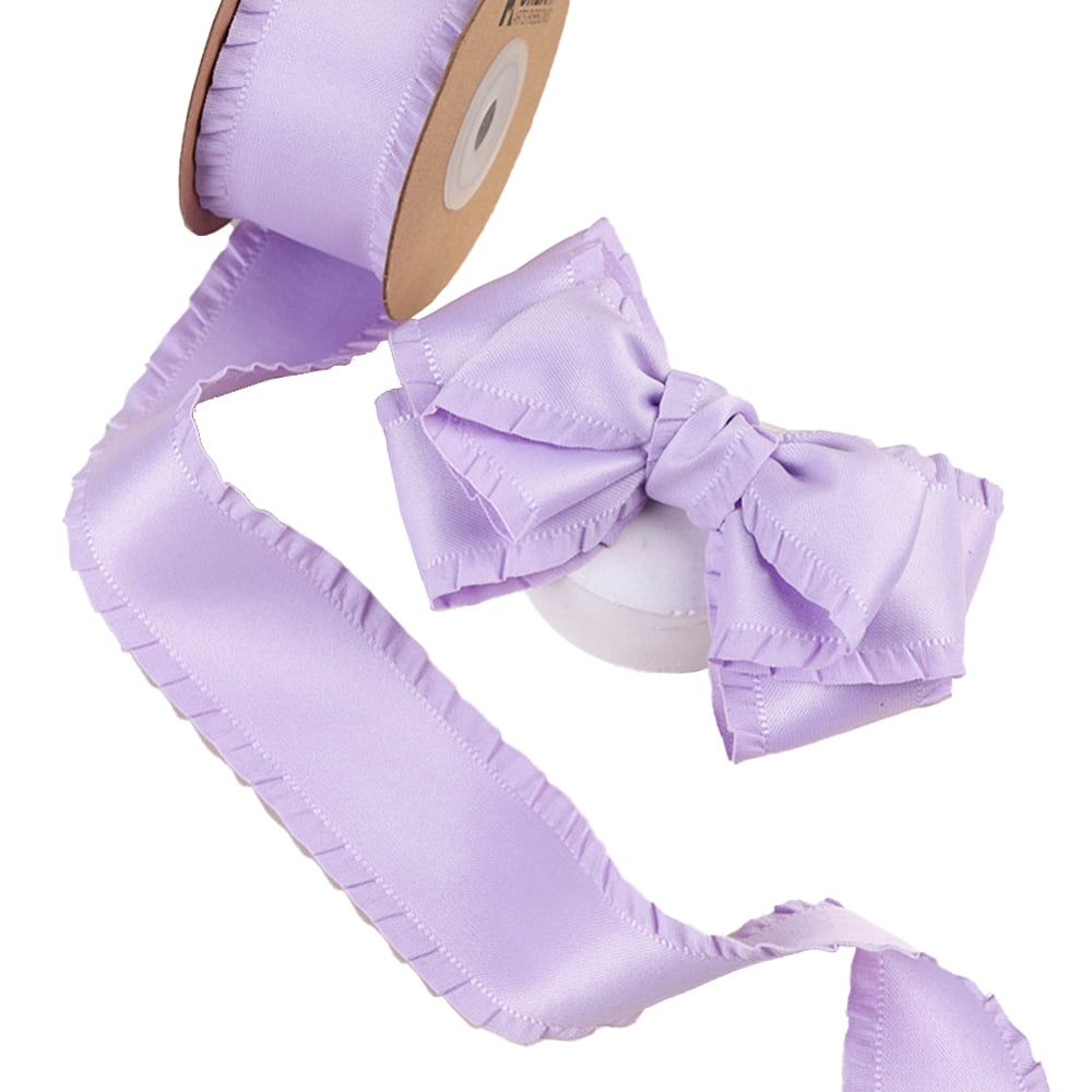 10 Yards Polyester Ruffled Ribbons for Bowknot Clothing Ornament Lilac ...