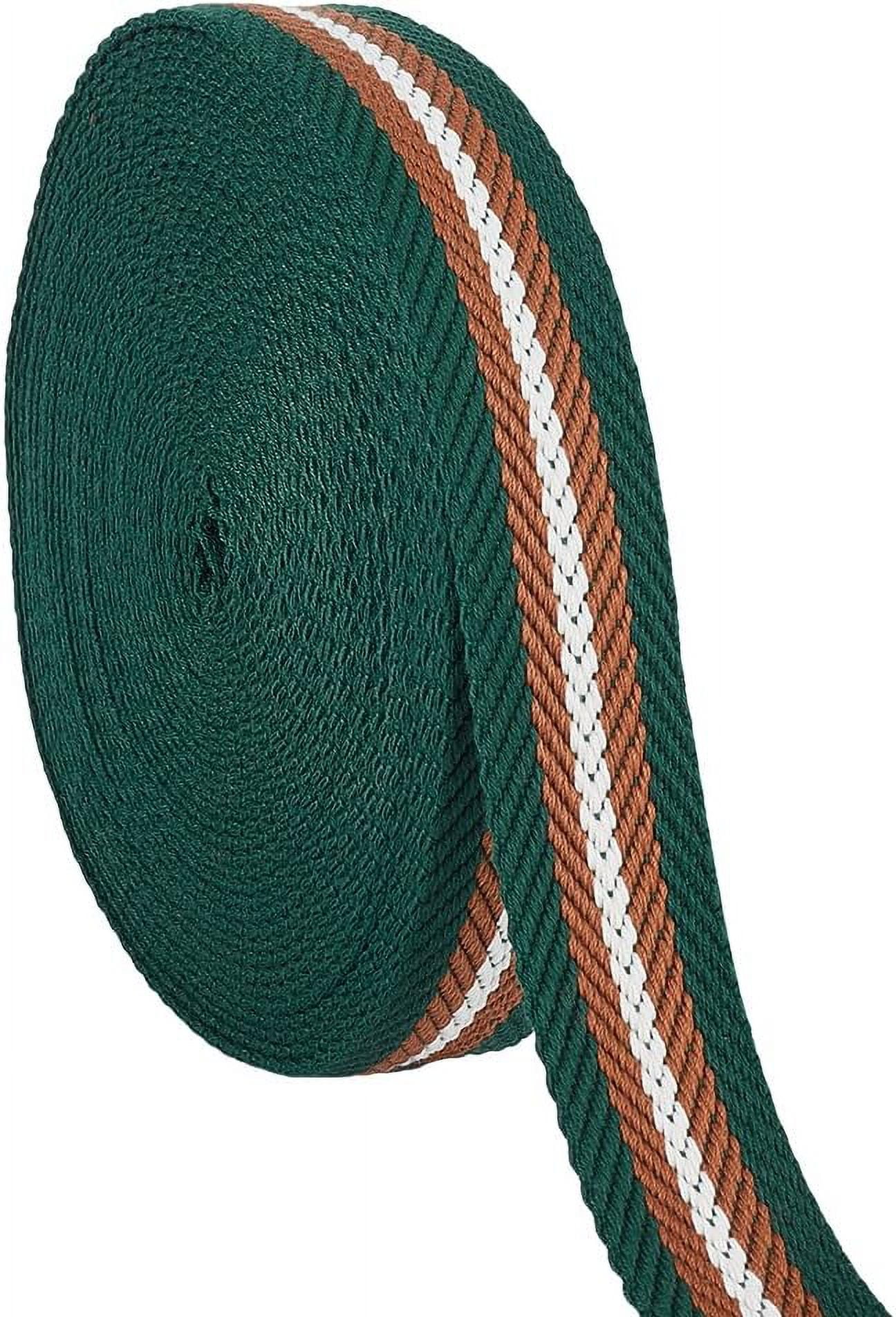 10 Yards Polyester Striped Webbing 1.25 Inches Wide Dark Green Fabric ...