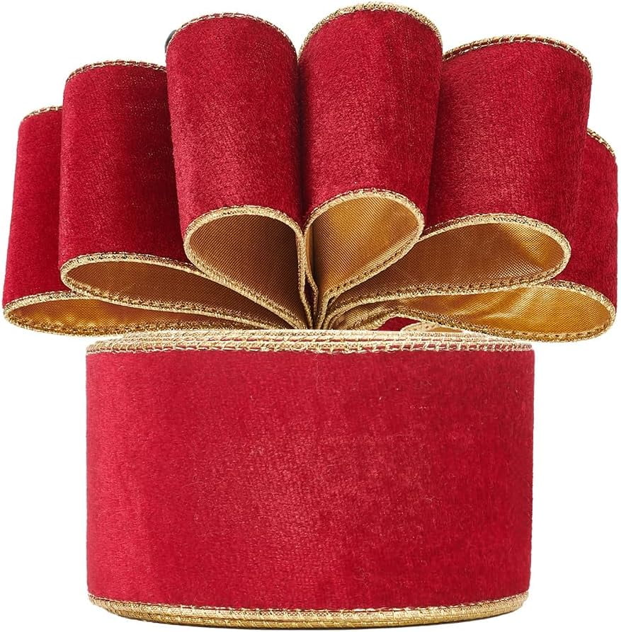 10 Yards Red Single Face Velvet Ribbon 2-1/2 inch Wide Christmas Velvet ...