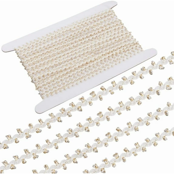 10 Yards Rick Rack Trim Gold Metallic Wavy Lace Ribbons Fringe Gimp ...