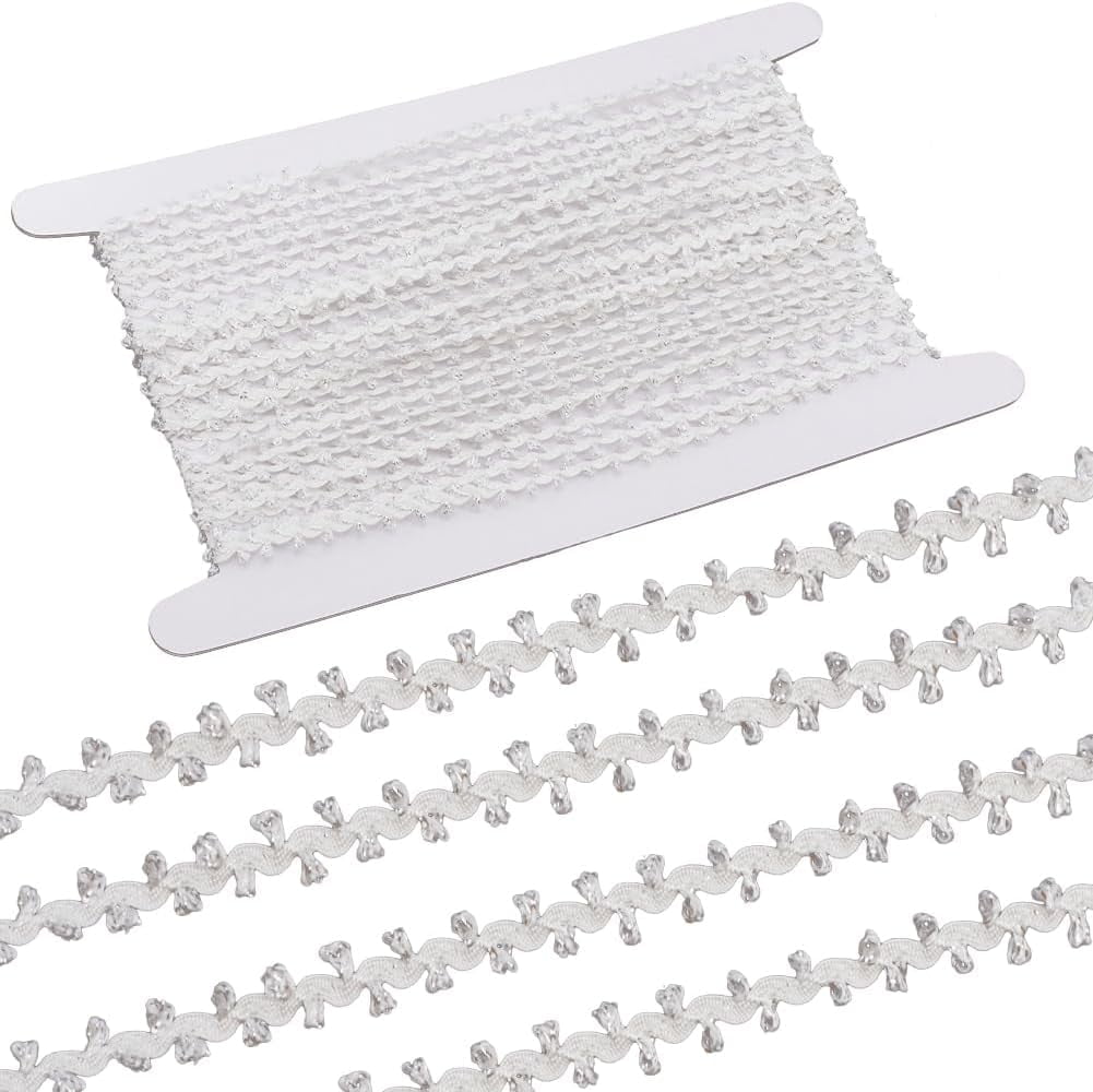 10 Yards Rick Rack Trim Silver Metallic Wavy Lace Ribbons Fringe Gimp ...