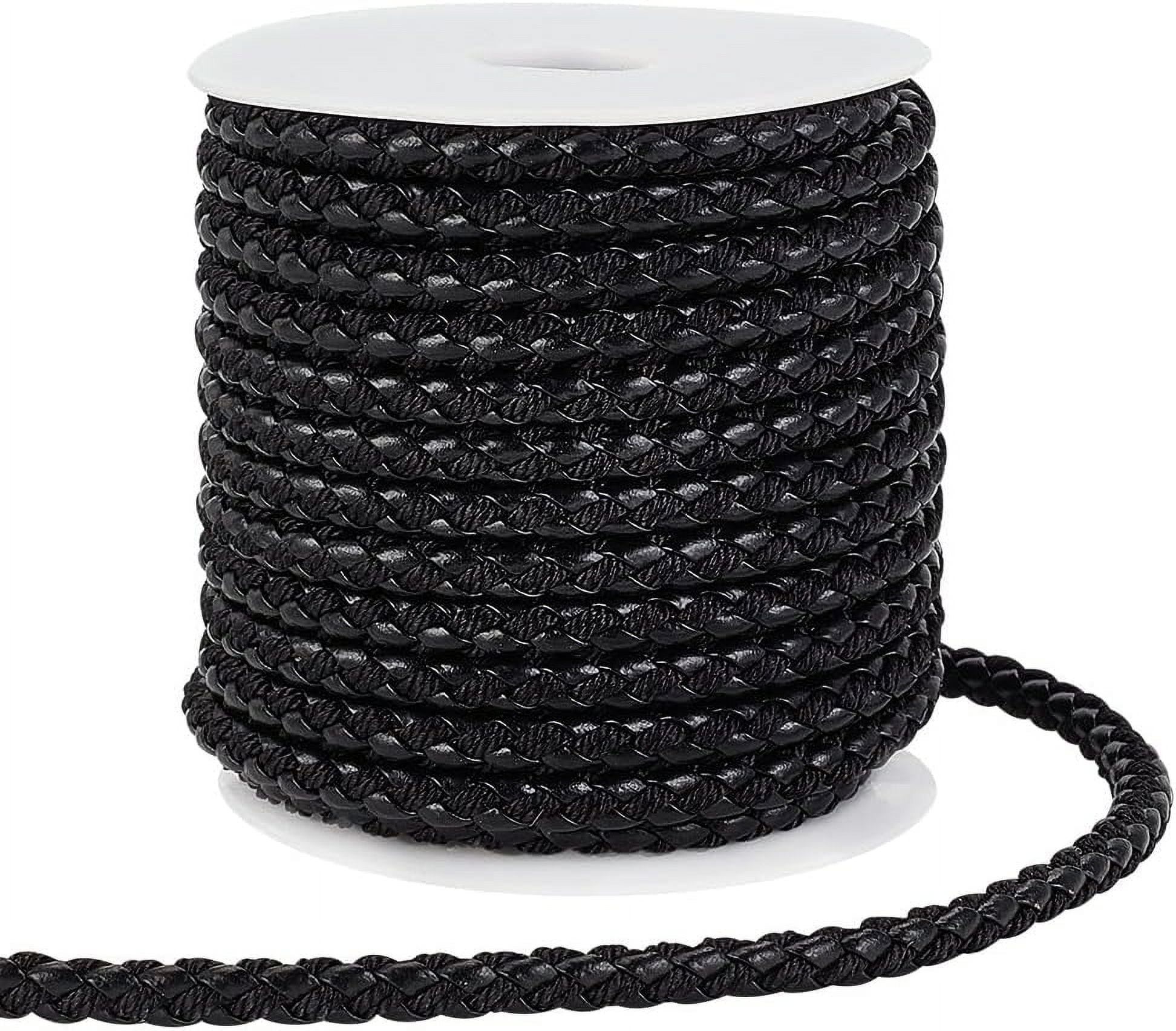 10 Yards Round Leather Cord 5.5mm Leather Rope Black Jewelry Craft Cord ...