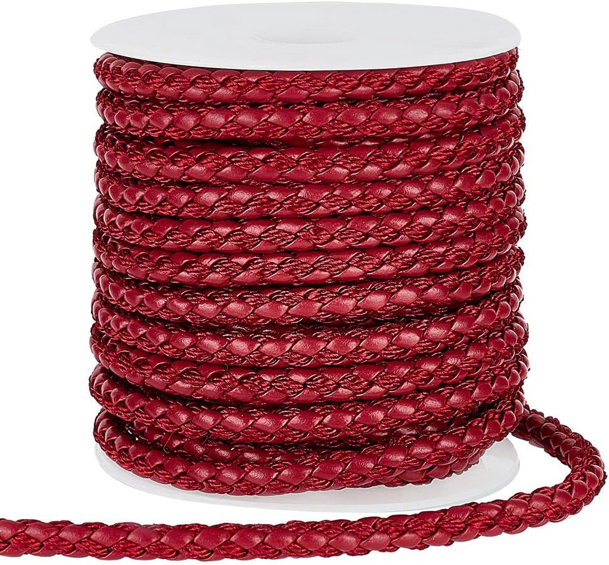 10 Yards Round Braided Leather Cord 5.5mm Leather Rope Red Jewelry ...