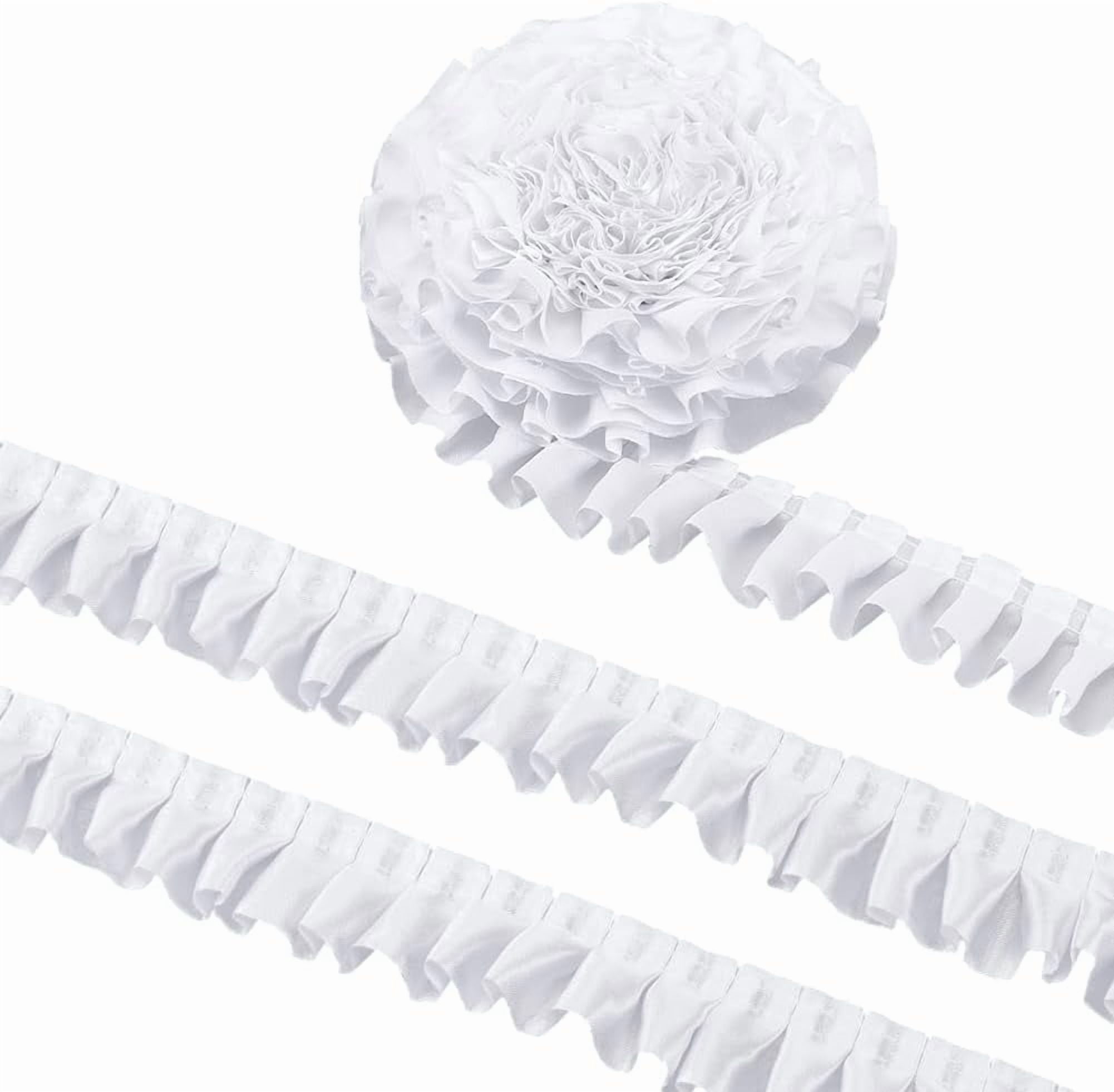 10 Yards Satin Ruffle Trim Fabric Trims 1-1/2 Inch Wide White Ruffle ...