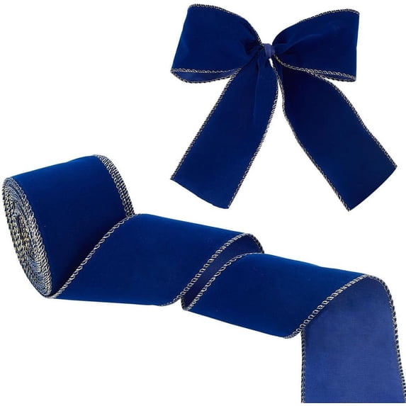10 Yards Single Face Velvet Ribbon Gold Edged Polycotton Ribbons ...