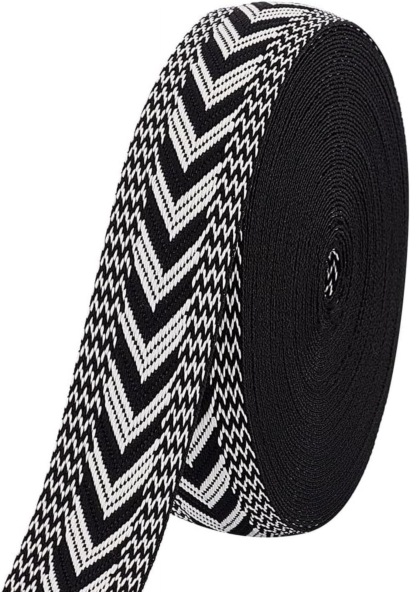 10 Yards Striped Webbing Ribbon 1 inch Wide Polyester Ribbon Black ...