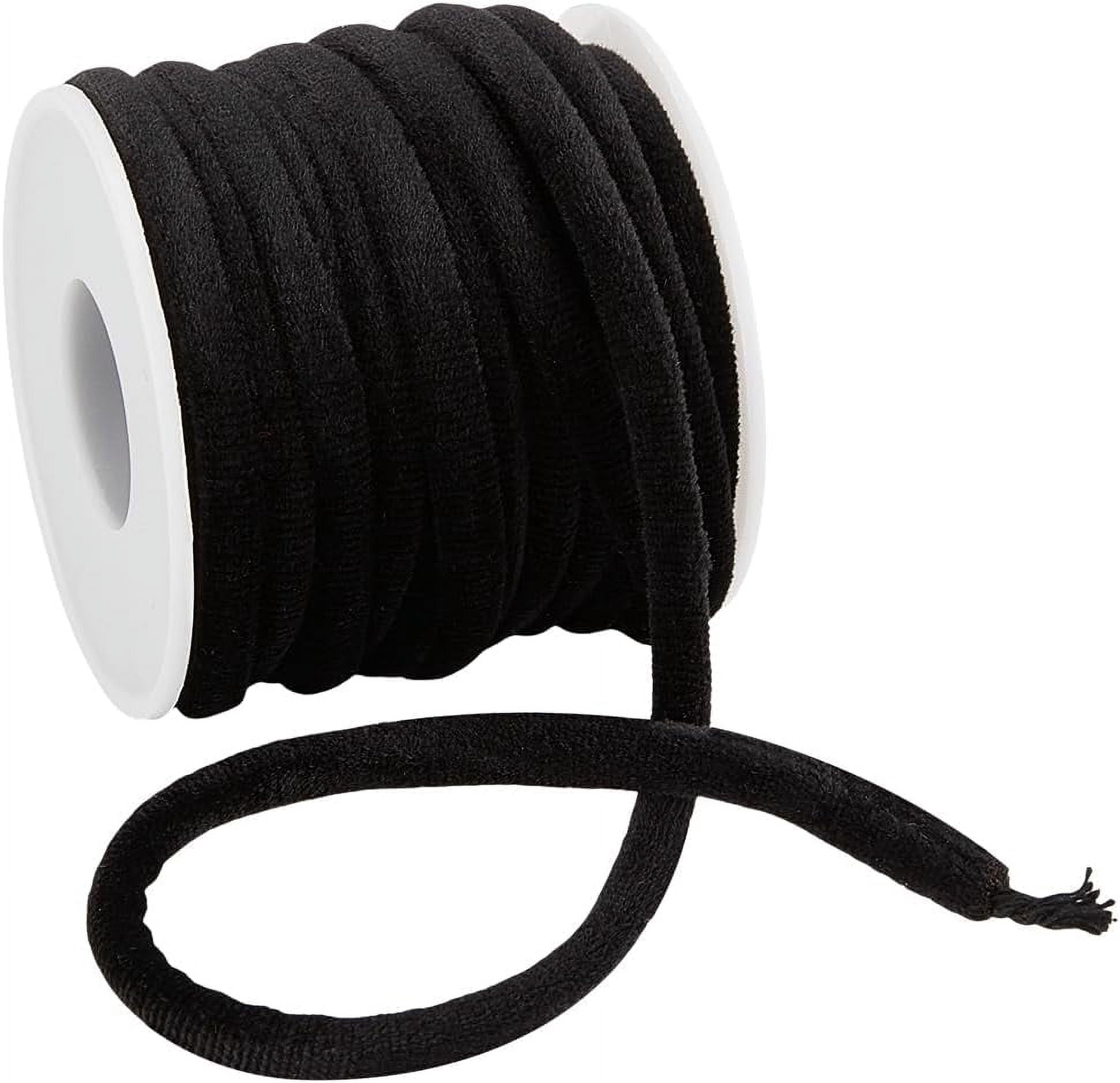 10 Yards Velvet Cord for Crafts 6mm Black Round Tubing Fabric Cord with ...