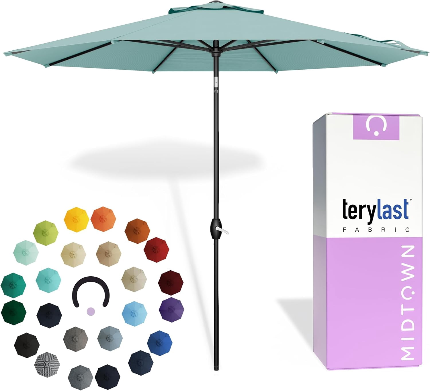 - 10-Year-No-Fade 6 Ft Patio Umbrella with Terylast Fabric, Auto-Tilt ...