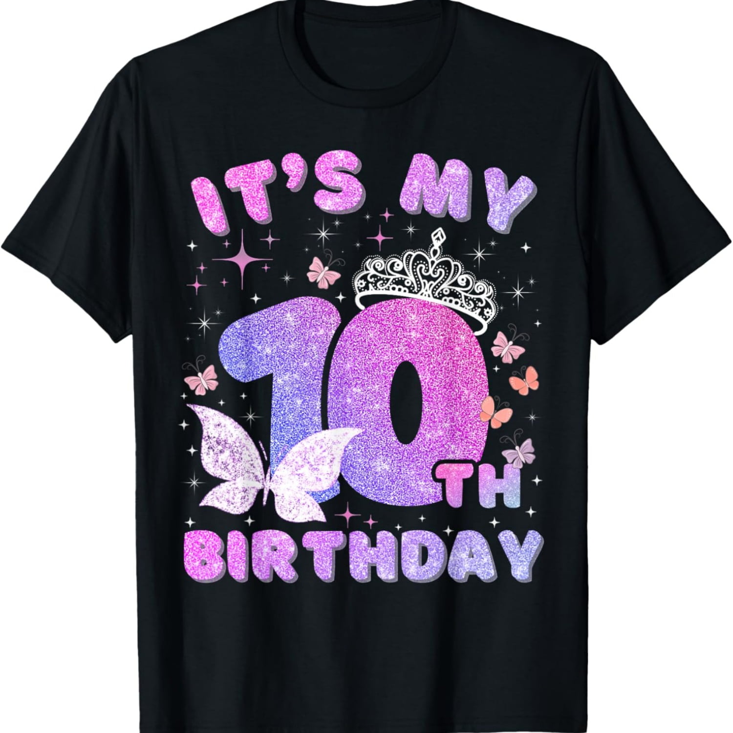 10 Years Princess Butterfly I My 10th Birthday Girls T-shtir - Walmart.com