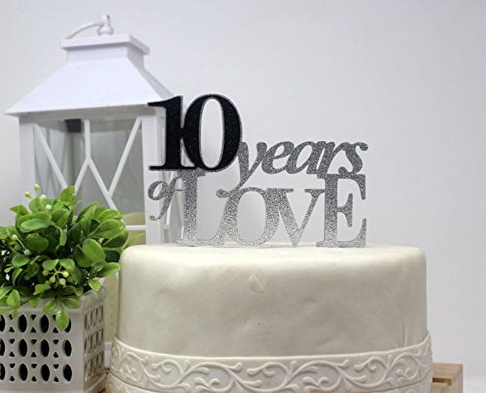 10 Years of Love Cake Topper, 1pc, 10th Anniversary Cake Topper, 10th ...
