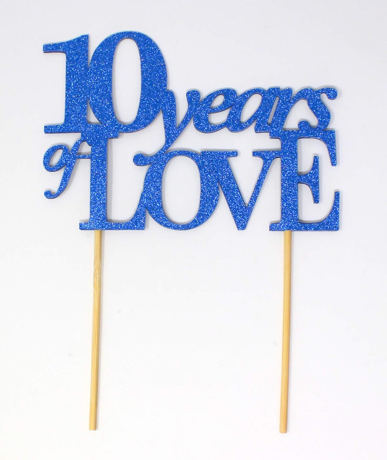 10 Years of Love Cake Topper, 1pc, 10th anniversary, centerpiece, photo ...
