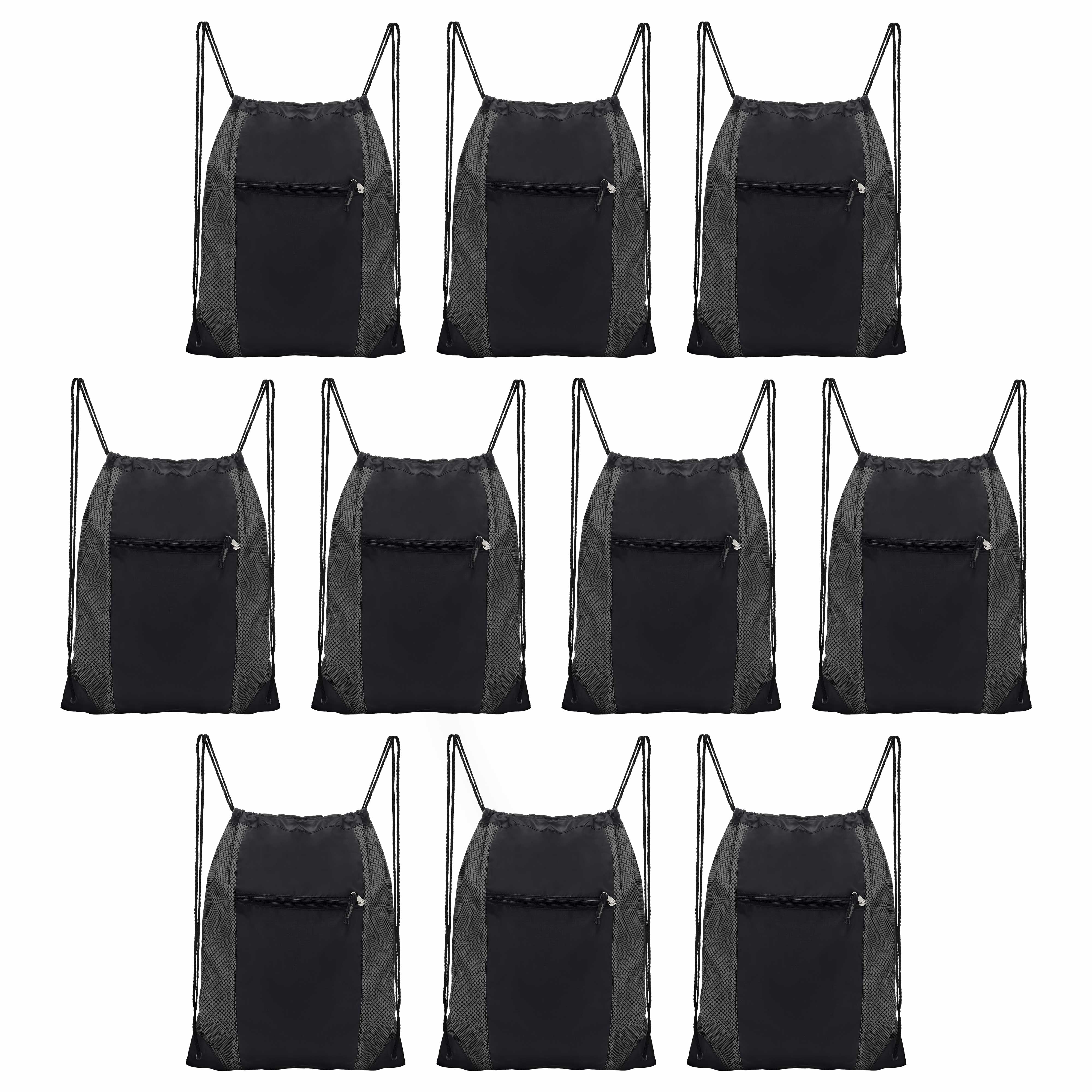 Wholesale Drawstring Bags Polyester Backpacks with Front Zipper Pocket ...