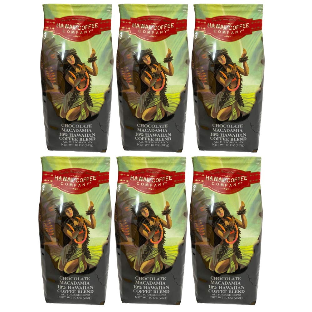 10% an Blend, Chocolate Macadamia Flavor, Ground , 10oz Bag (Six Bags ...