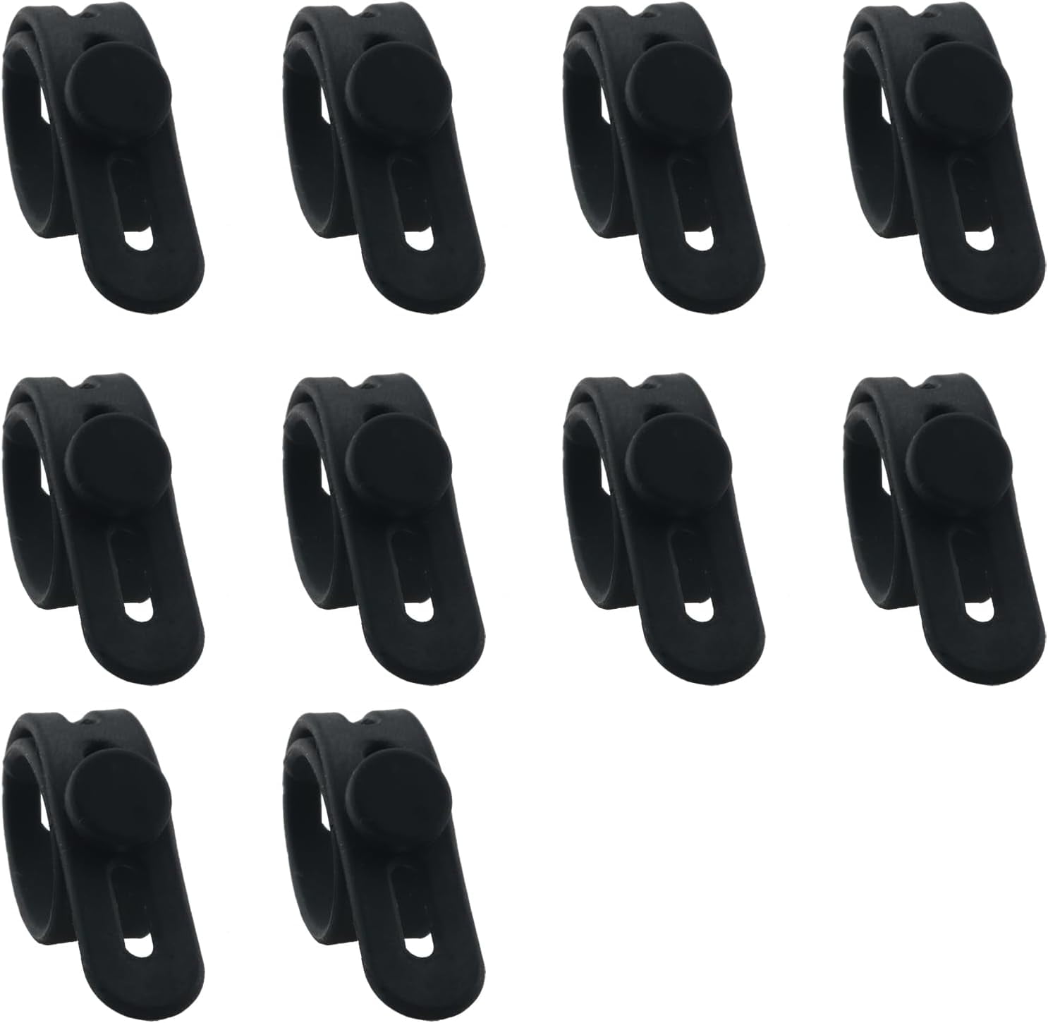 10 black adjustable silicone cable organizers, 13012 earphone wire ...