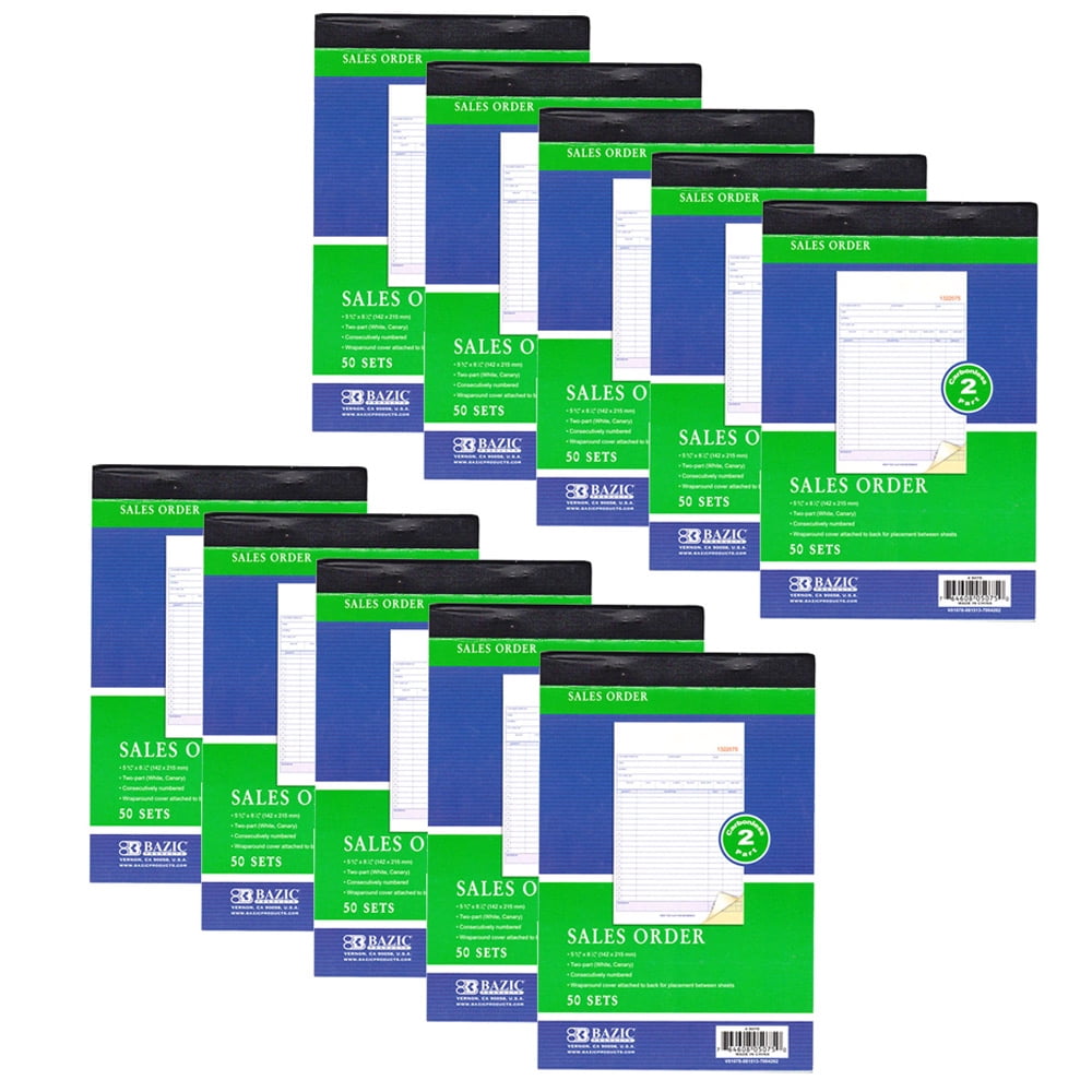 "AllTopBargains Carbonless Sales Order Books, 2 Part, 50 Sets, 10 Pack ...